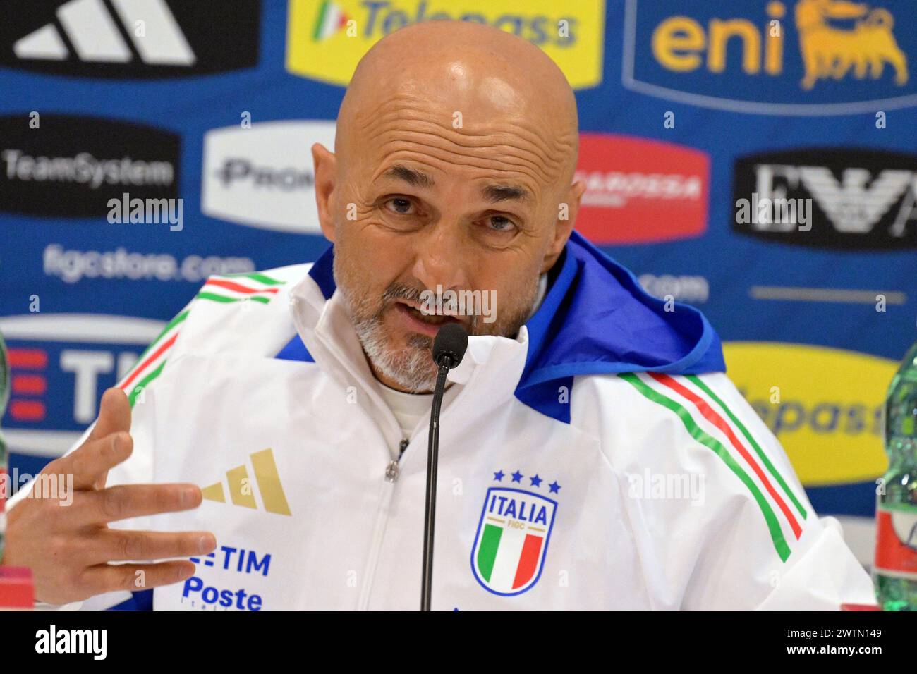 Italian national soccer team head coach Luciano Spalletti holds a press ...