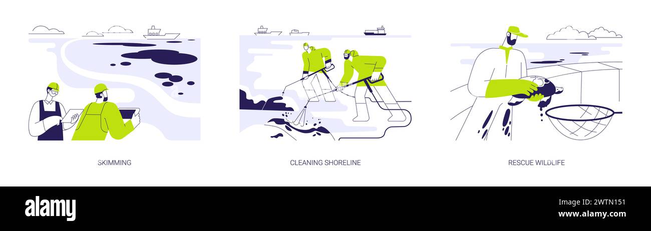 Oil spill cleanup Stock Vector Images - Alamy