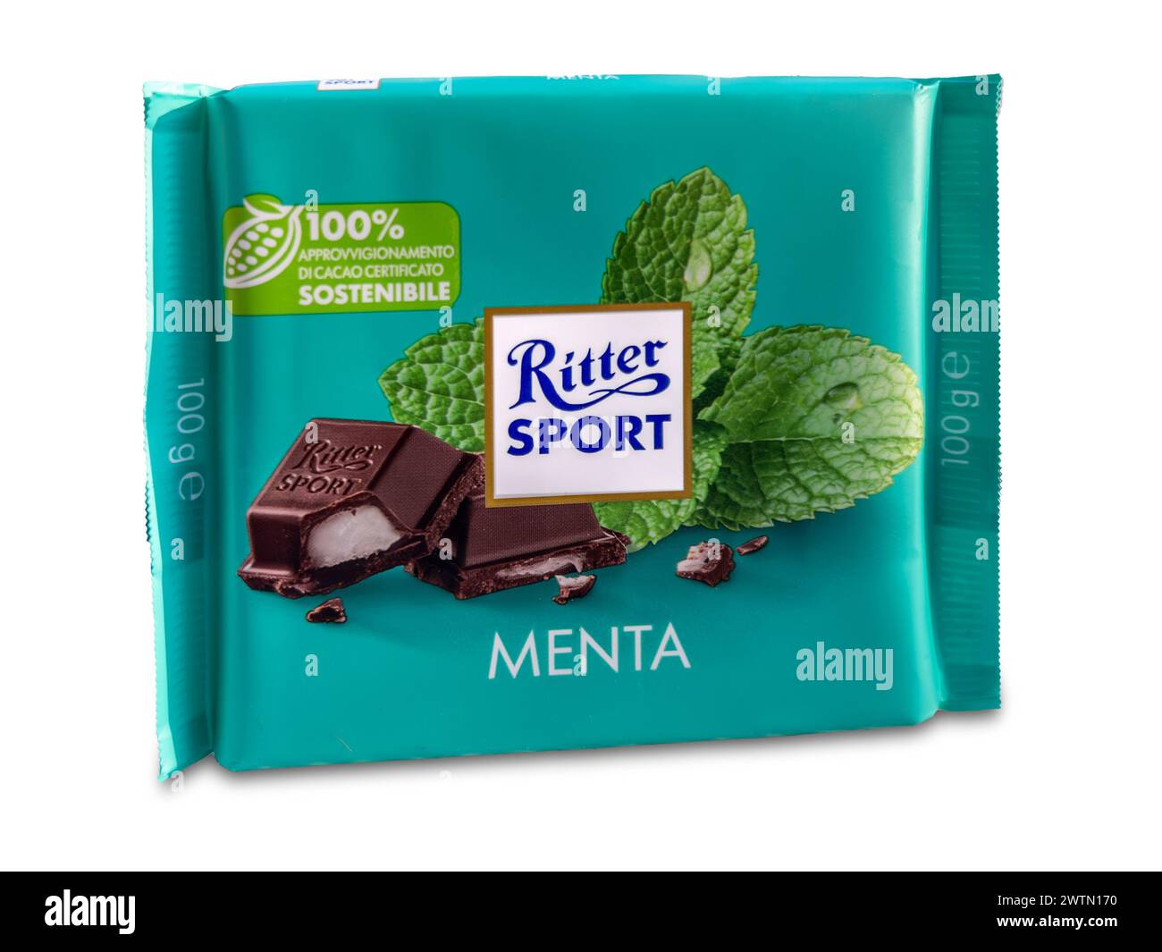 Italy - March 13, 2024: Ritter Sport chocolate, square bar pack of dark ...
