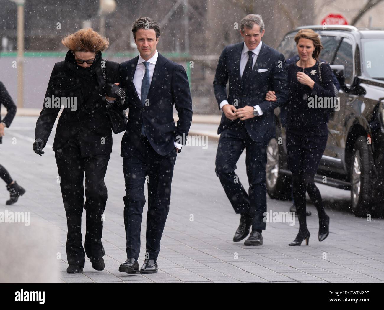 Ottawa, Canada. 18th Mar, 2024. Mila Mulroney (left) walks with her son ...