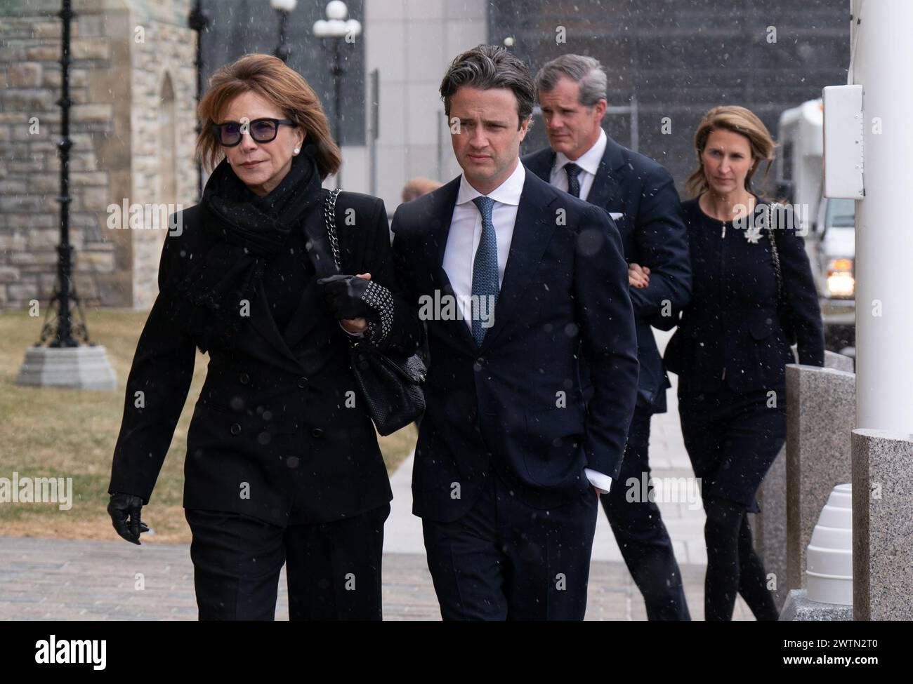 Ottawa, Canada. 18th Mar, 2024. Mila Mulroney (left) walks with her son ...
