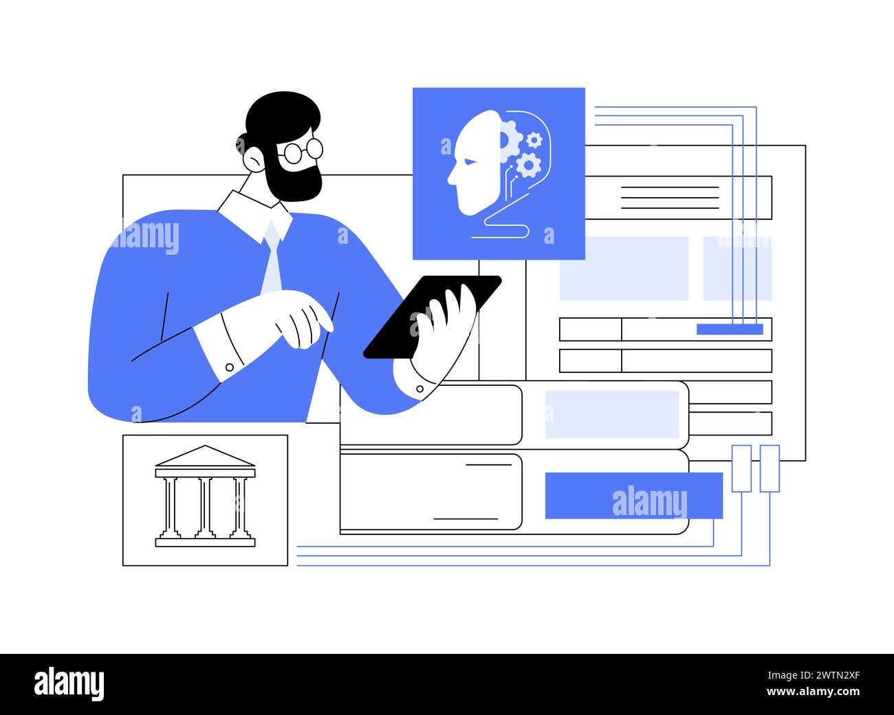 AI-Backed Legal Research abstract concept vector illustration Stock ...