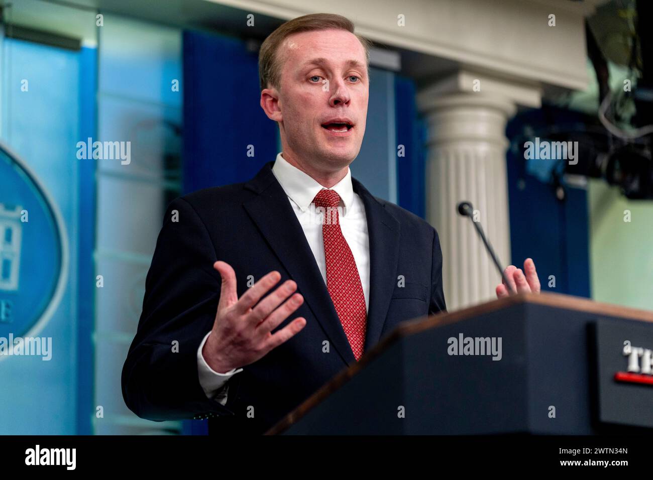 White House national security adviser Jake Sullivan speaks during a ...