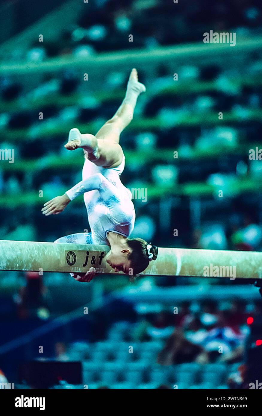 Wendy Bruce (USA) competing in the women's artistic team all-around ...