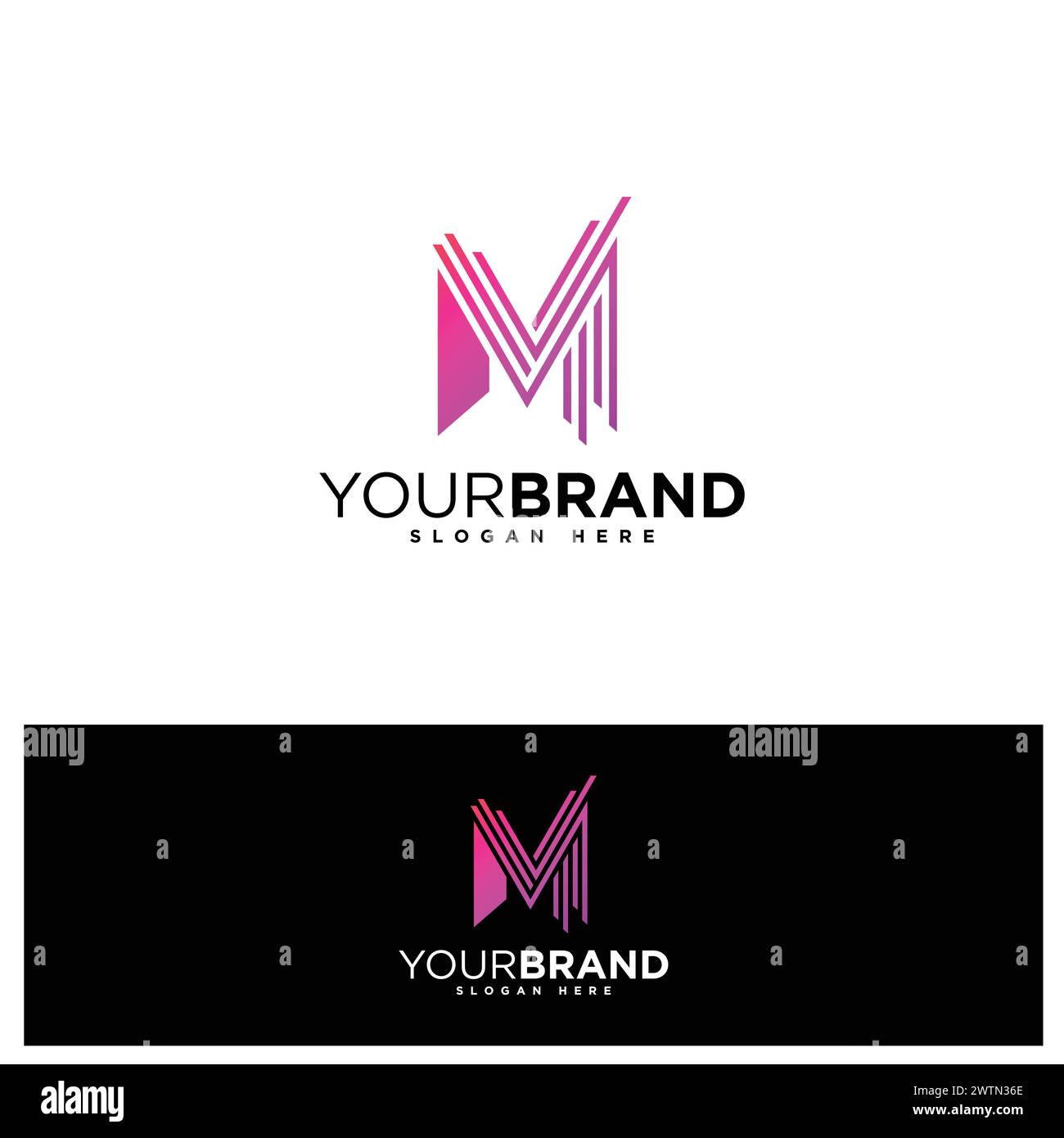 Lining bold capital alphabet letter m logo concept template design ...