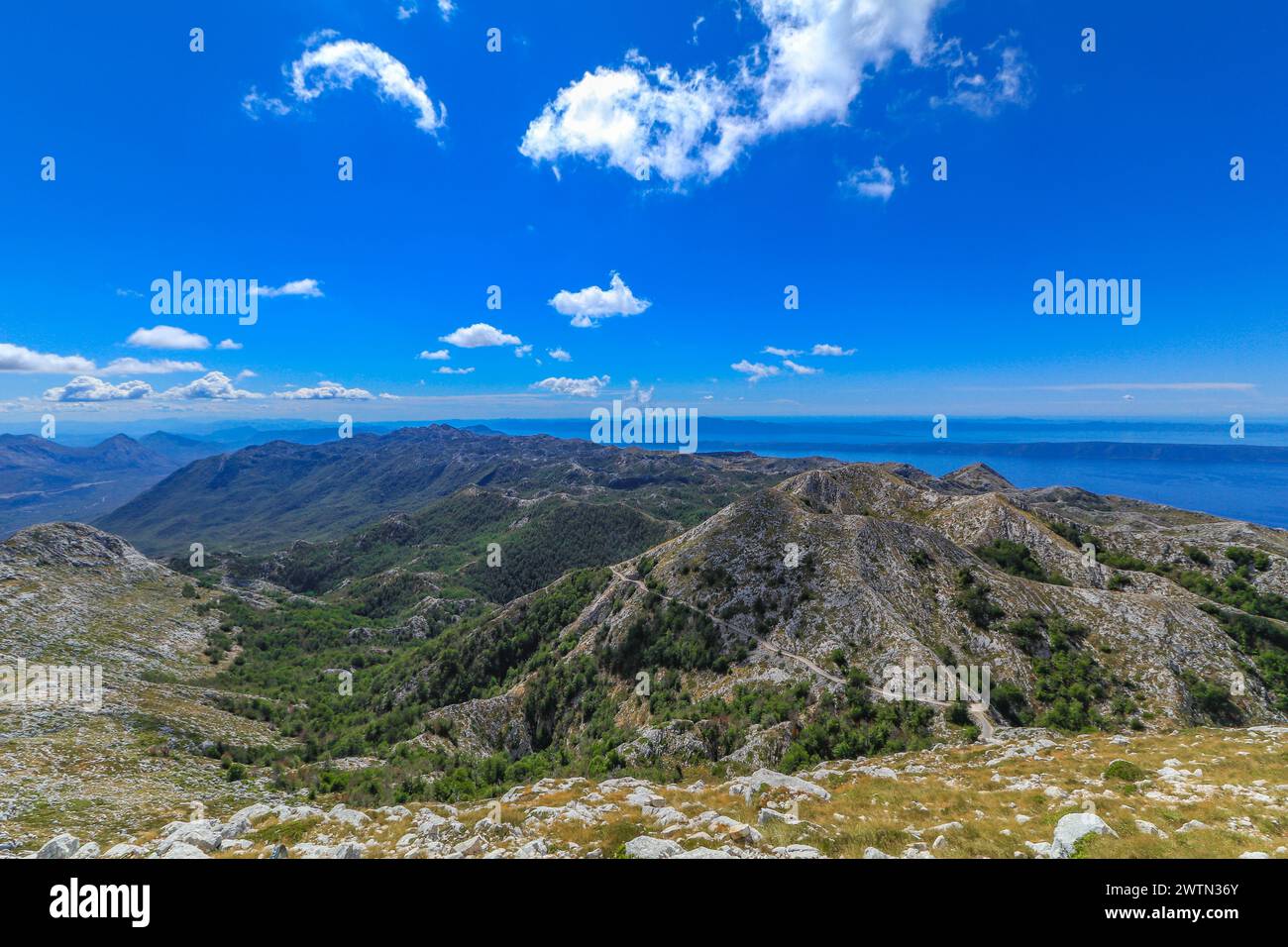 Sveti Jure Biokovo peak, Dinaric Mountains in Croatia, bird's eye view ...