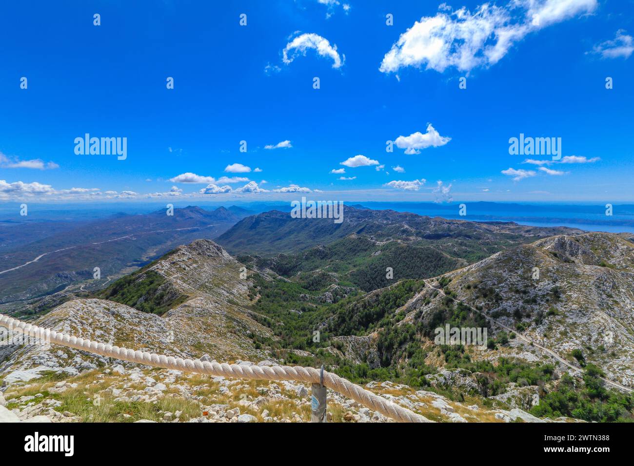 Sveti Jure Biokovo peak, Dinaric Mountains in Croatia, bird's eye view ...