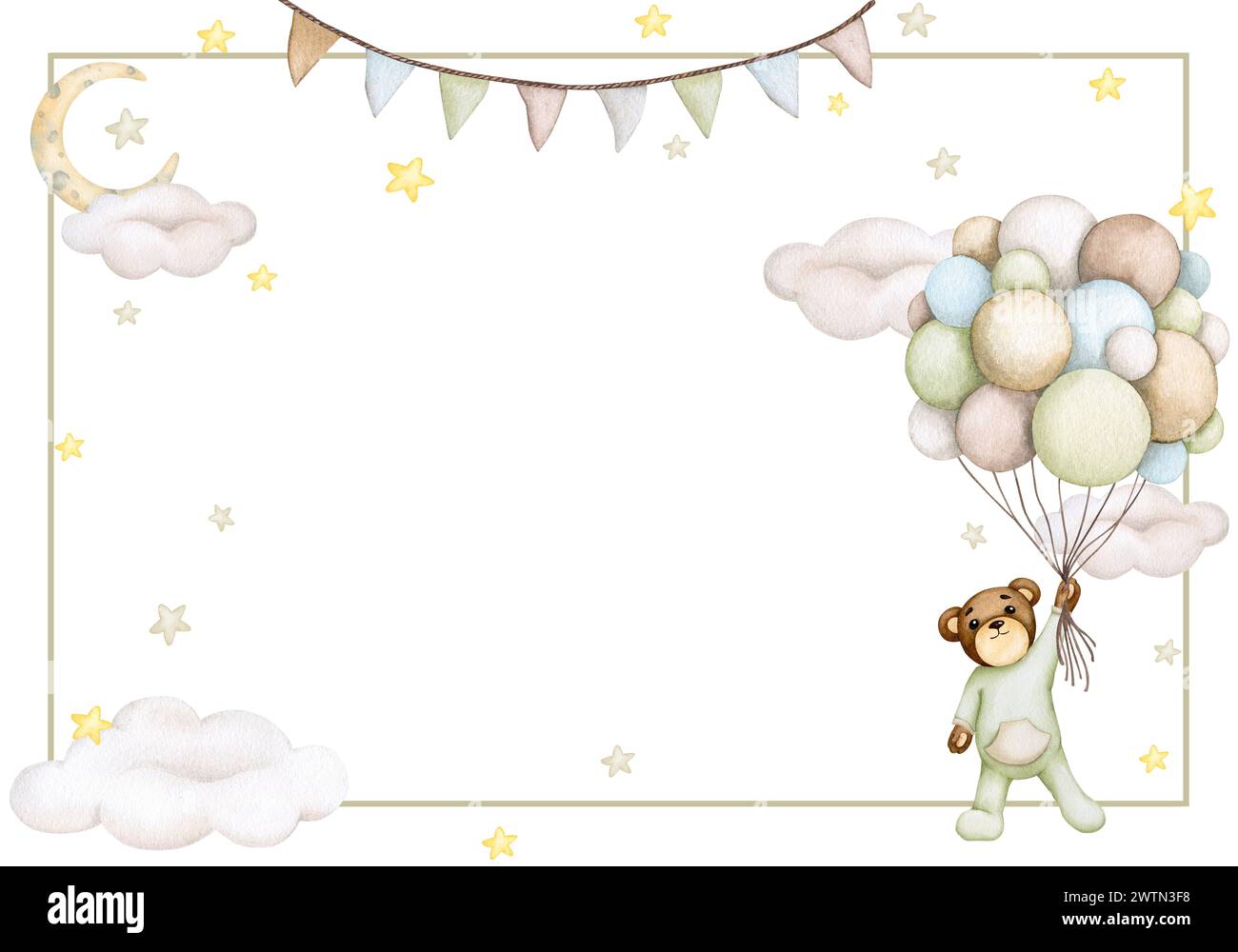 Baby bear. Gender neutral. Birthday, baby shower, children's party ...