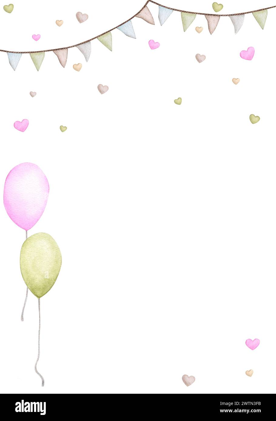 Childish holiday background in pastel colors. Watercolor. Gender ...