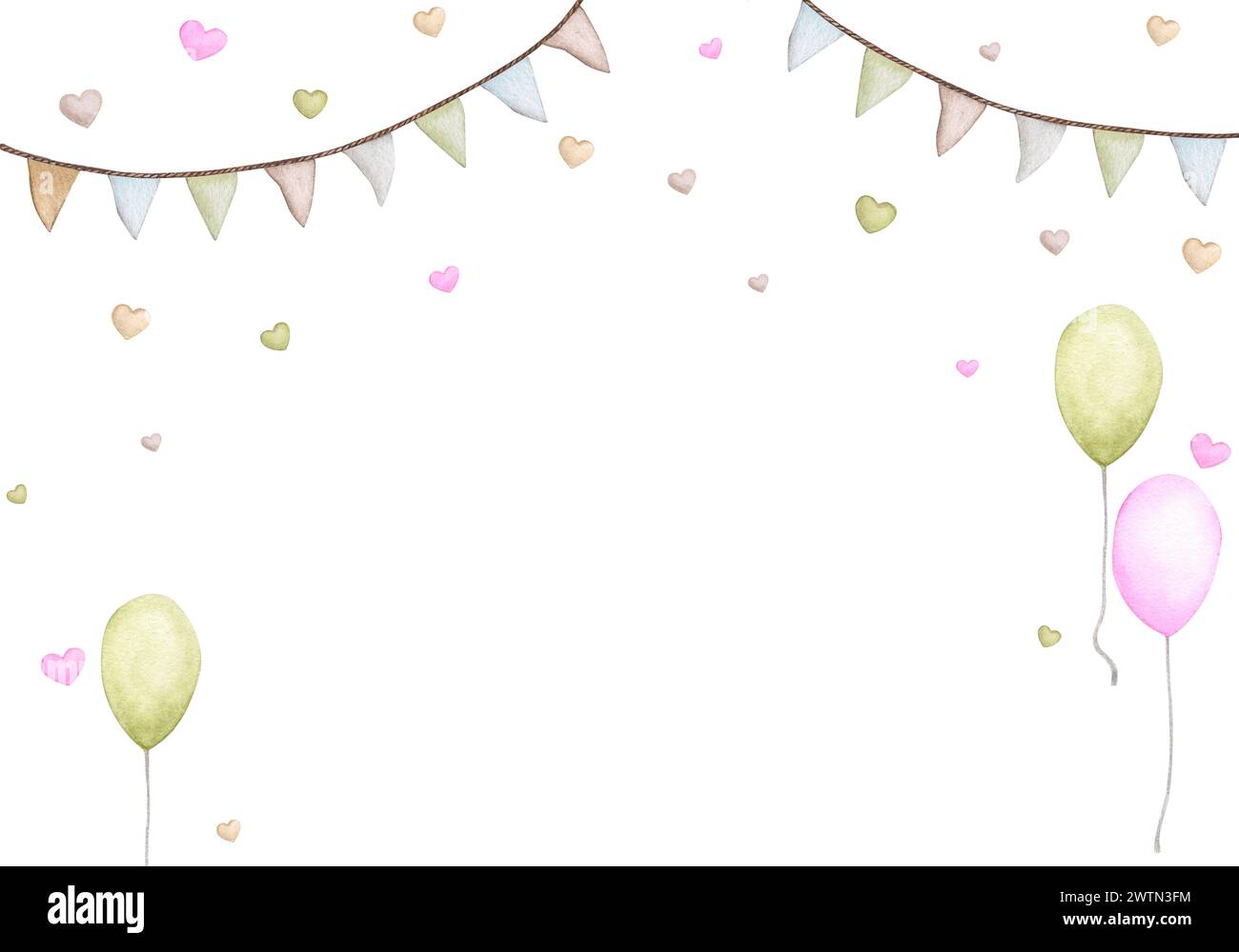 Childish holiday background in pastel colors. Watercolor. Gender ...