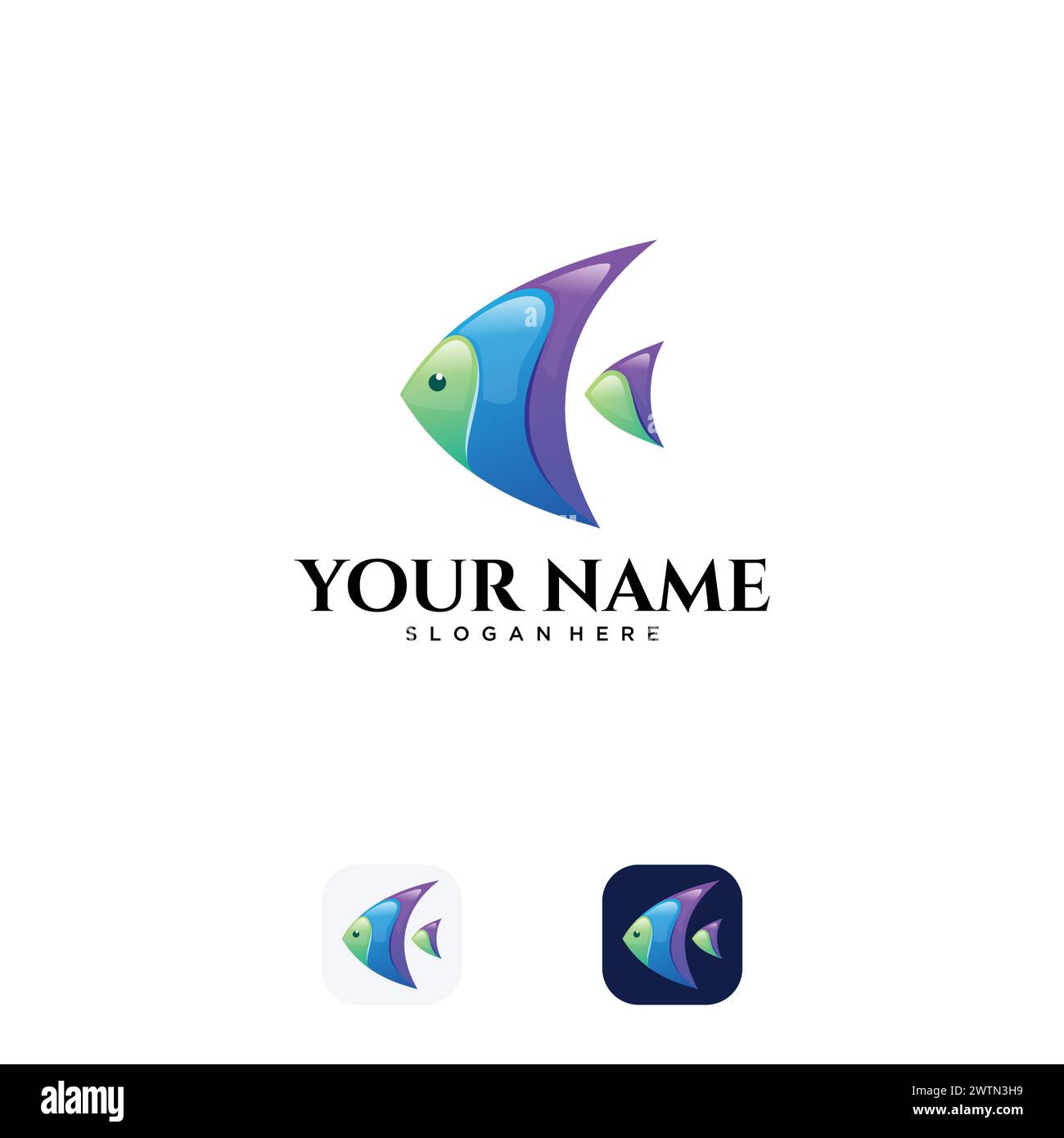 Abstract and modern Fish app logo design in gradient style. Vector ...