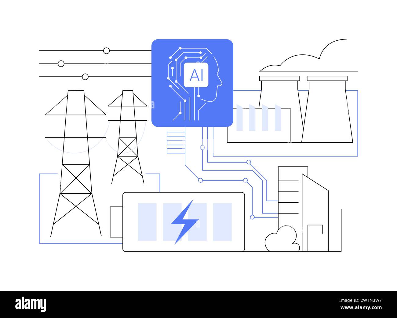 AI-Enhanced Energy Grid Management abstract concept vector illustration ...