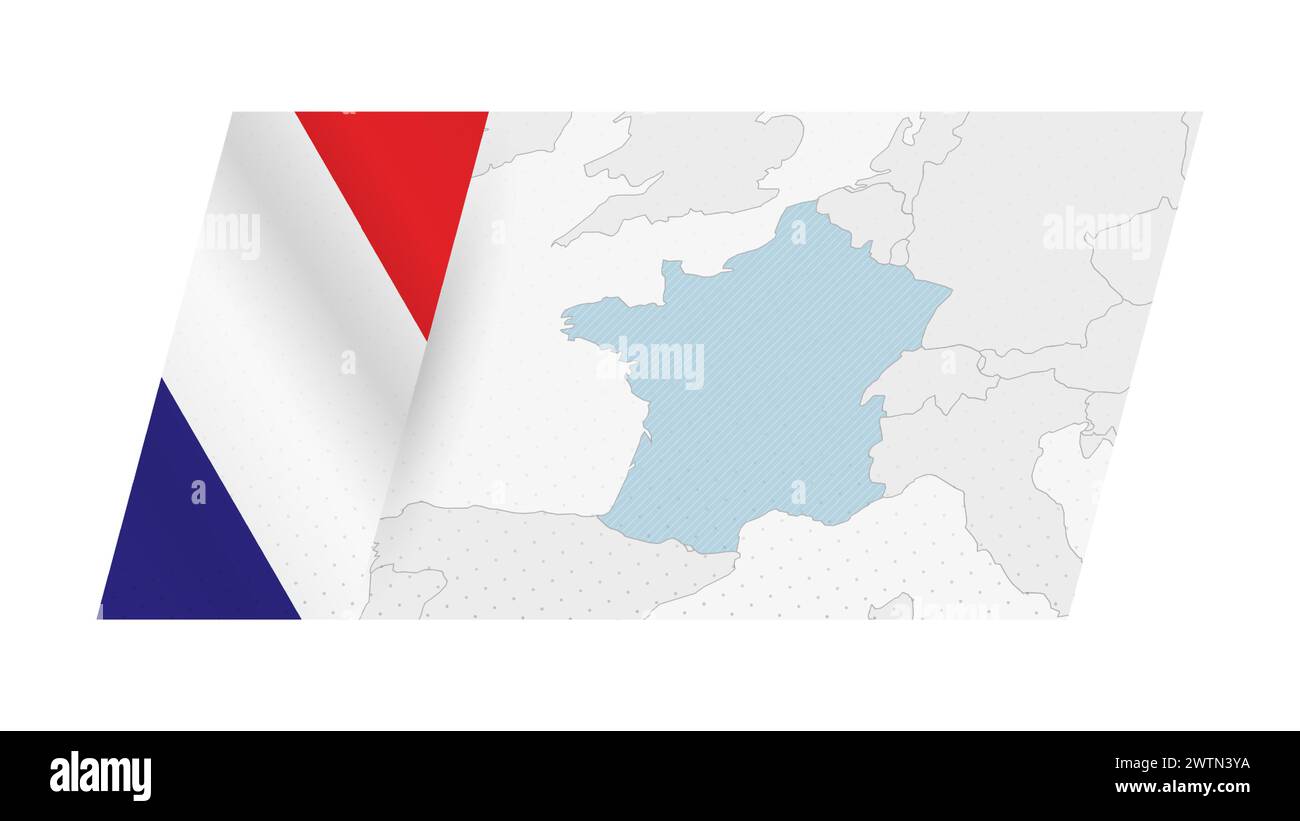 France map in modern style with flag of France on left side. Vector ...