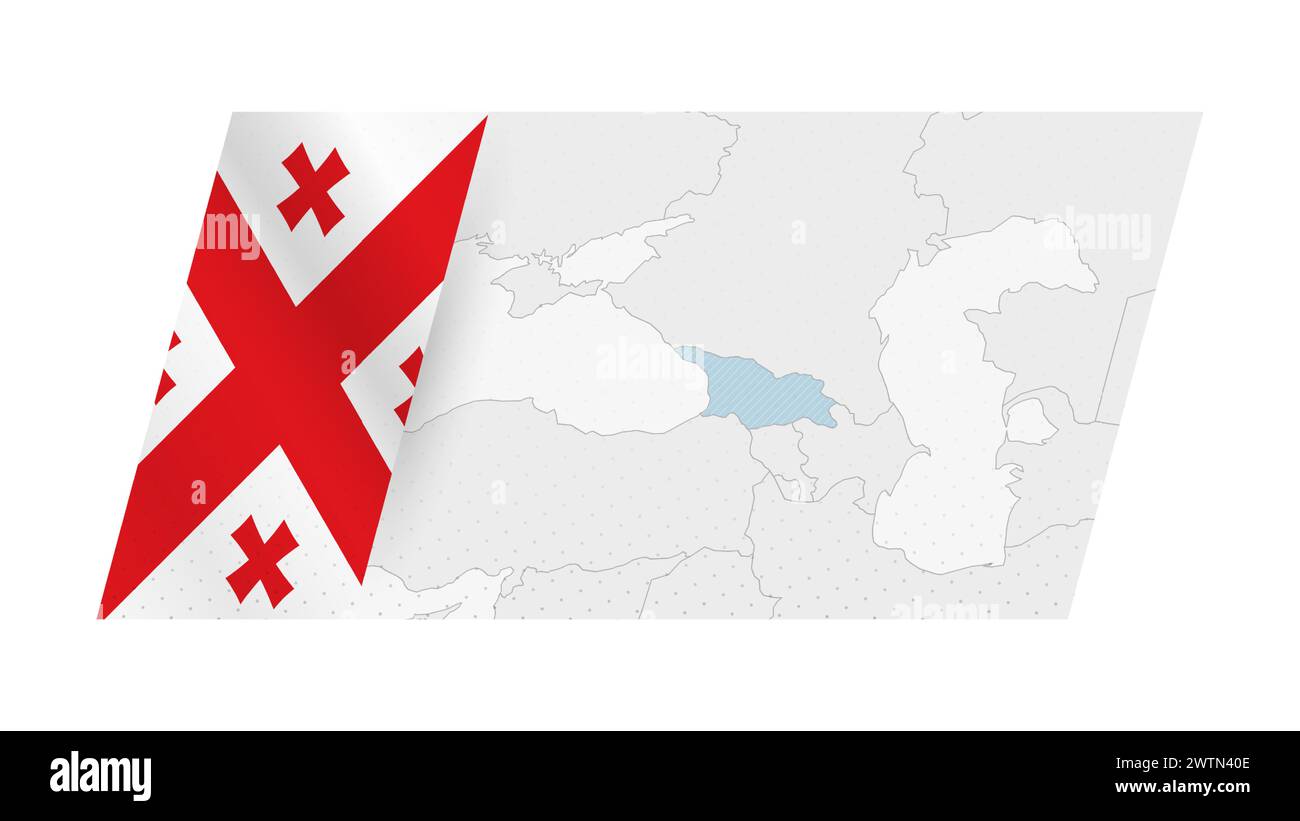 Georgia map in modern style with flag of Georgia on left side. Vector ...