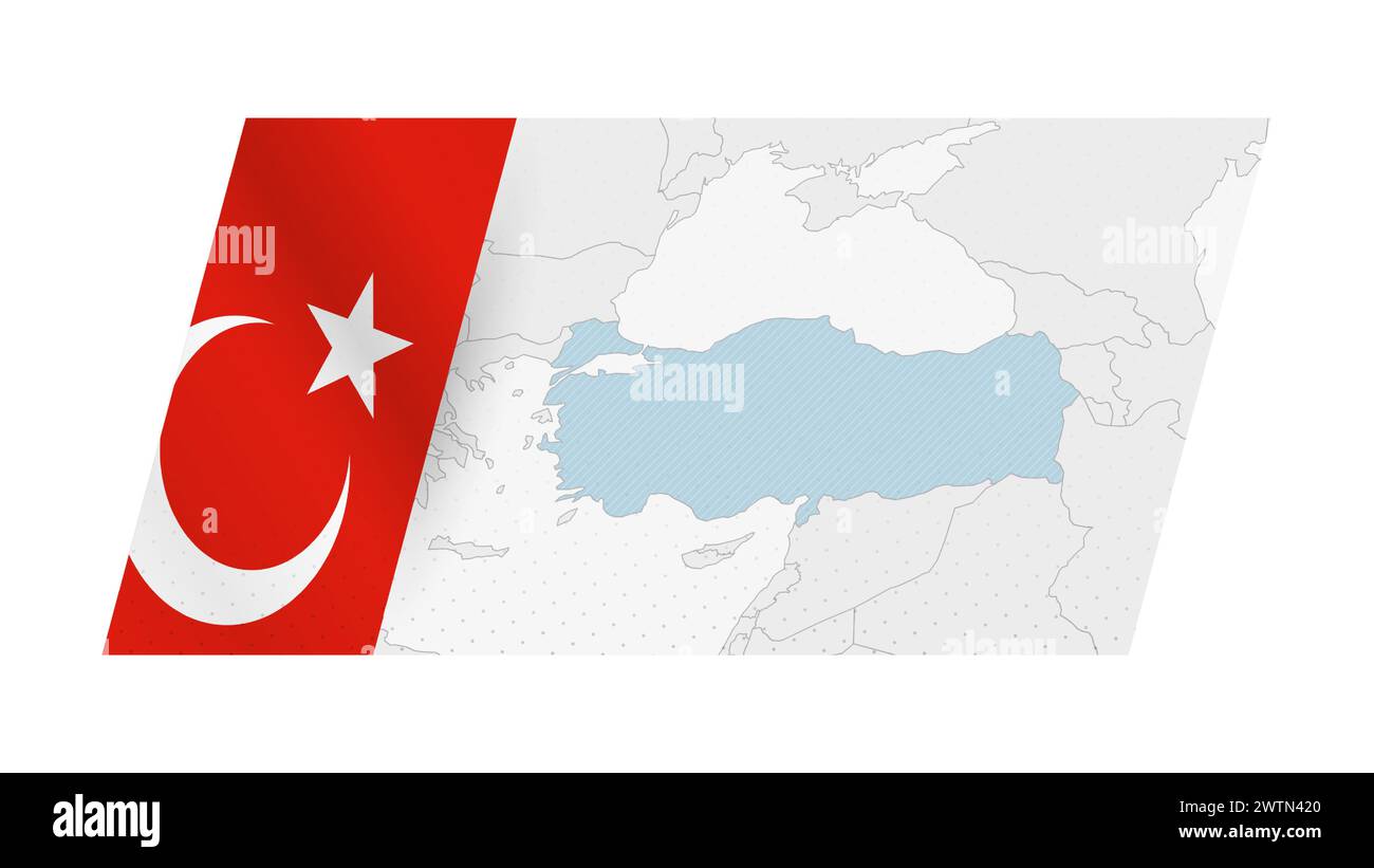 Turkey map in modern style with flag of Turkey on left side. Vector ...
