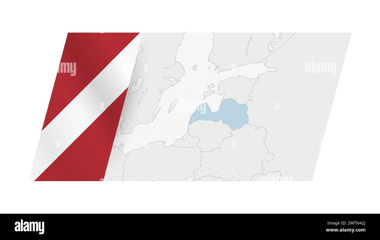 Latvia map in modern style with flag of Latvia on left side. Vector illustration of a map Stock ...