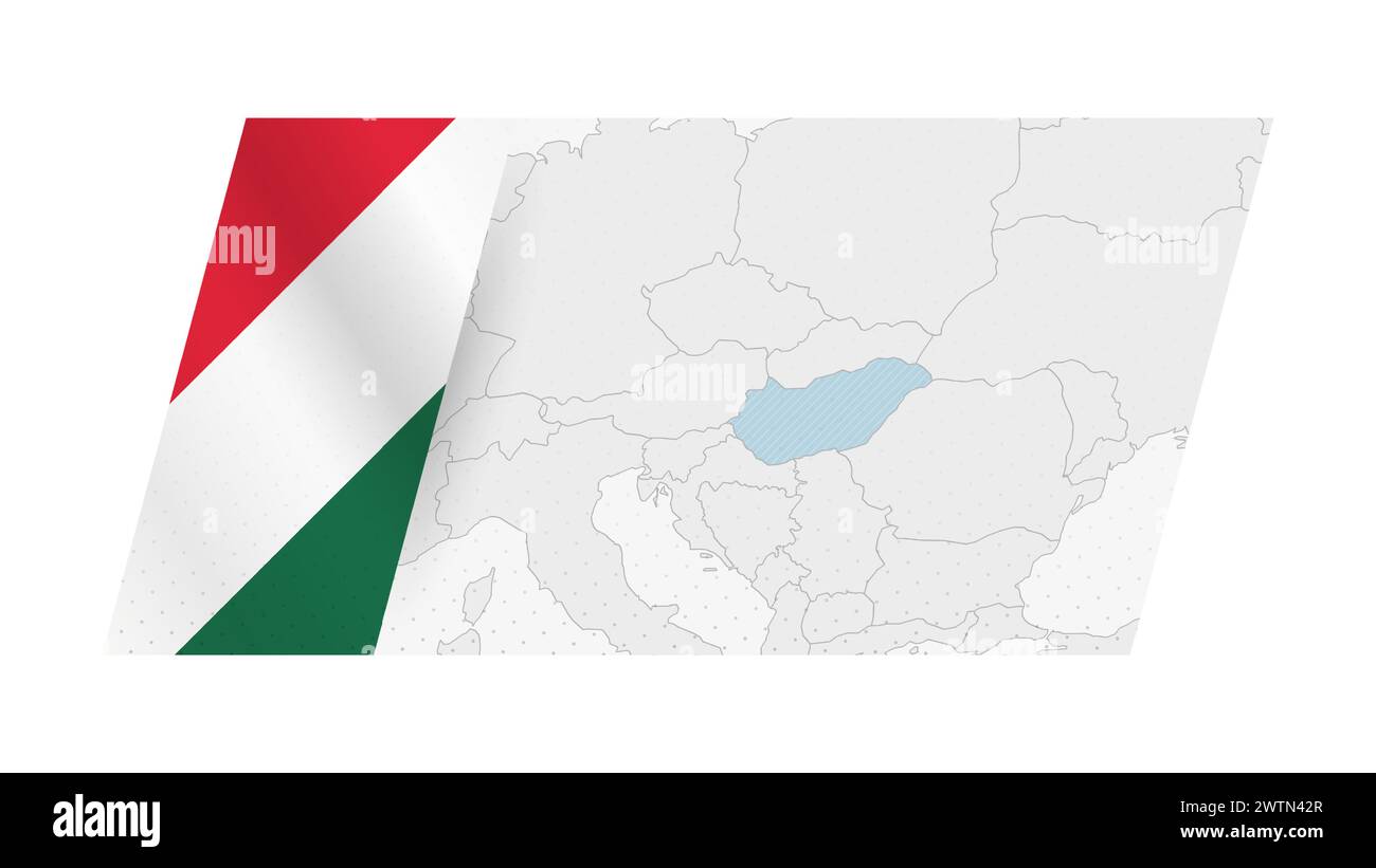 Hungary map in modern style with flag of Hungary on left side. Vector ...