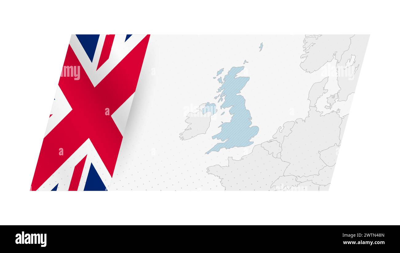 United Kingdom map in modern style with flag of United Kingdom on left ...