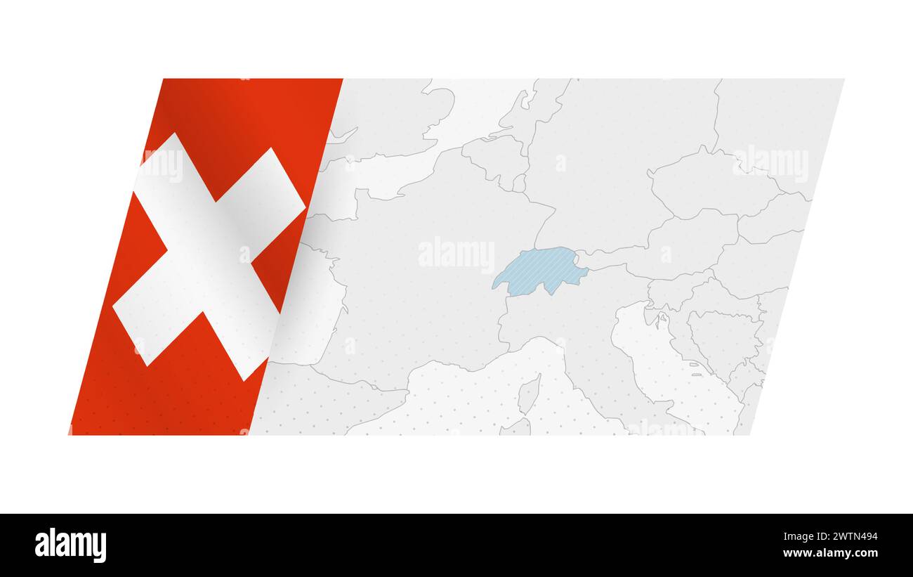 Switzerland map in modern style with flag of Switzerland on left side ...
