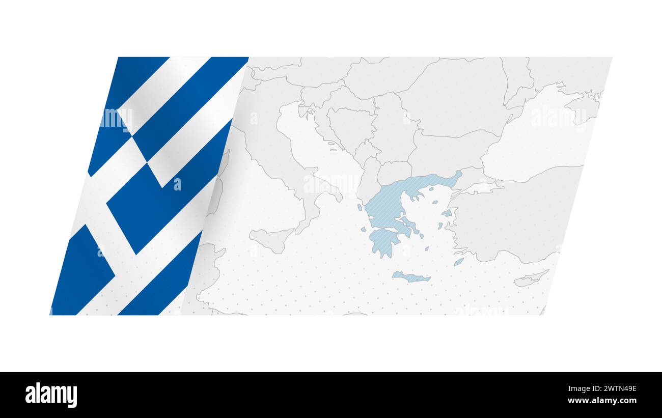 Greece map in modern style with flag of Greece on left side. Vector ...