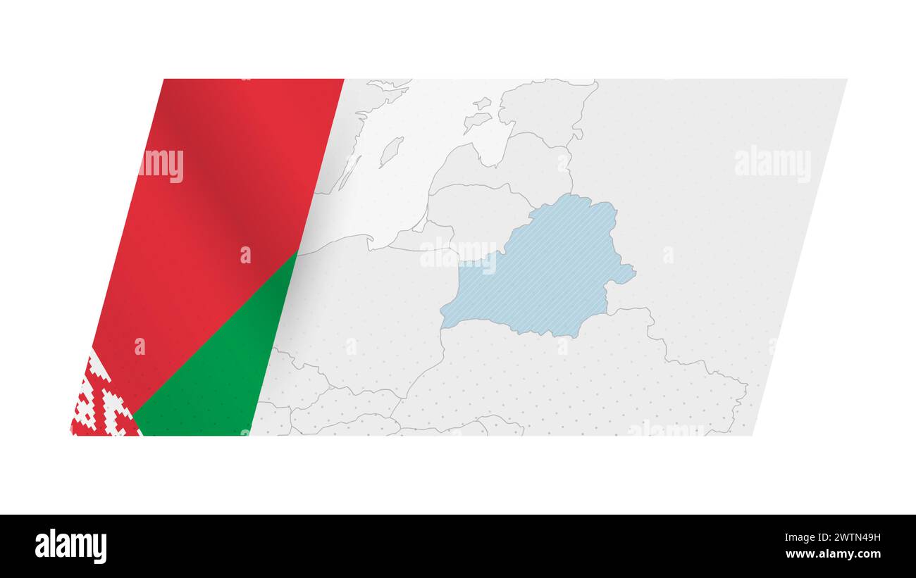 Belarus map in modern style with flag of Belarus on left side. Vector ...