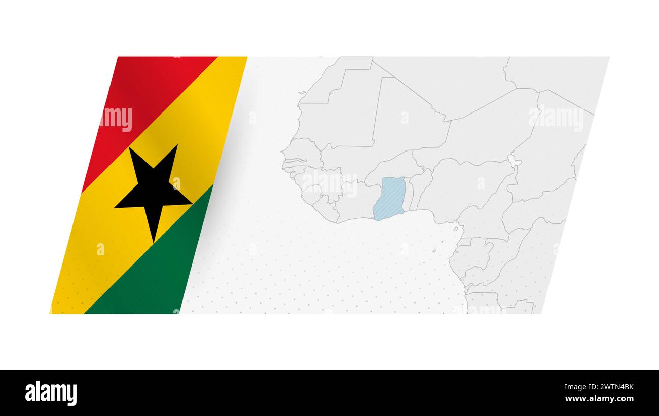 Ghana map in modern style with flag of Ghana on left side. Vector illustration of a map Stock ...