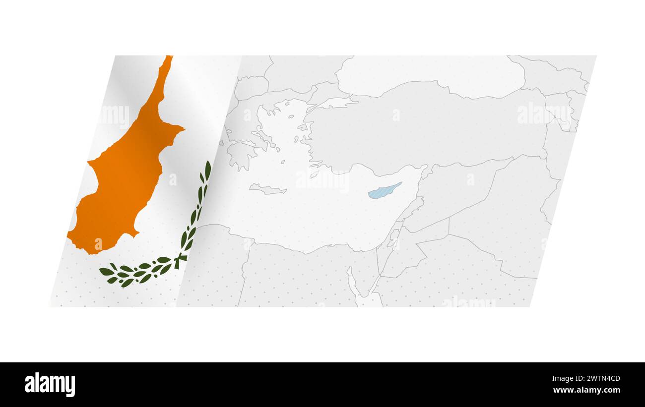 Cyprus map in modern style with flag of Cyprus on left side. Vector ...