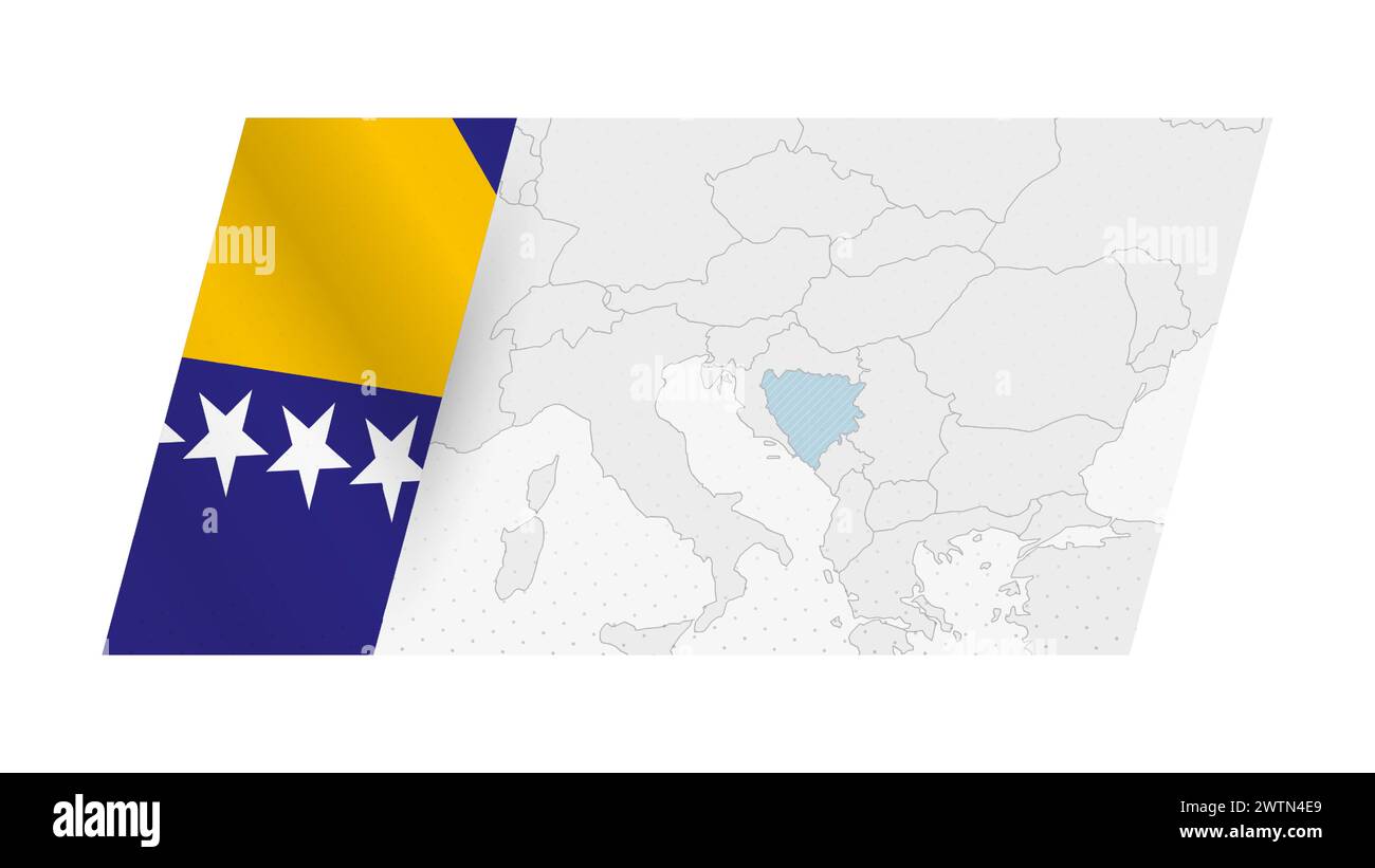 Bosnia and Herzegovina map in modern style with flag of Bosnia and ...