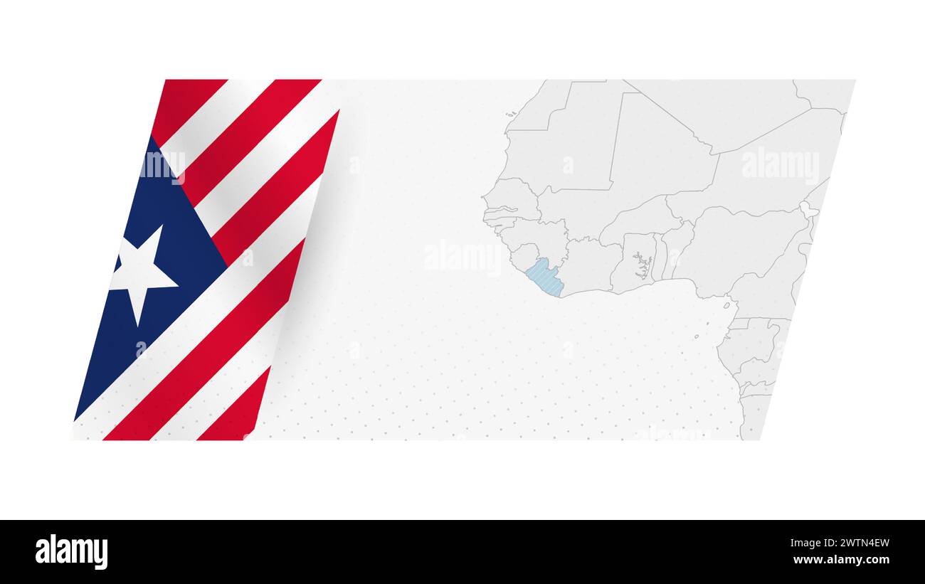 Liberia map in modern style with flag of Liberia on left side. Vector ...