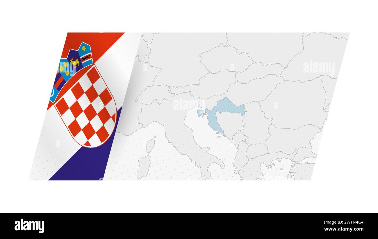 Croatia map in modern style with flag of Croatia on left side. Vector ...