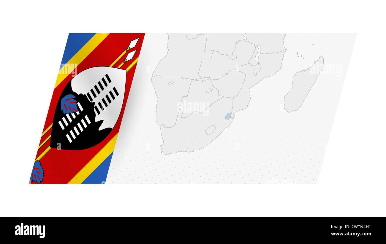 Swaziland map in modern style with flag of Swaziland on left side ...
