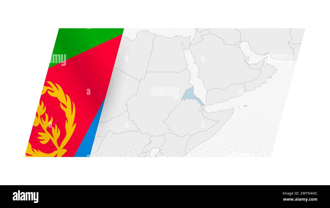 Eritrea map in modern style with flag of Eritrea on left side. Vector illustration of a map ...