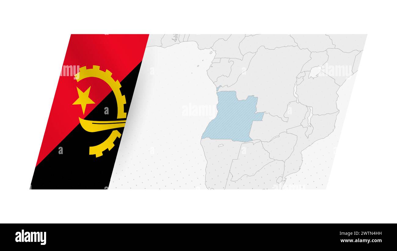 Angola map in modern style with flag of Angola on left side. Vector ...