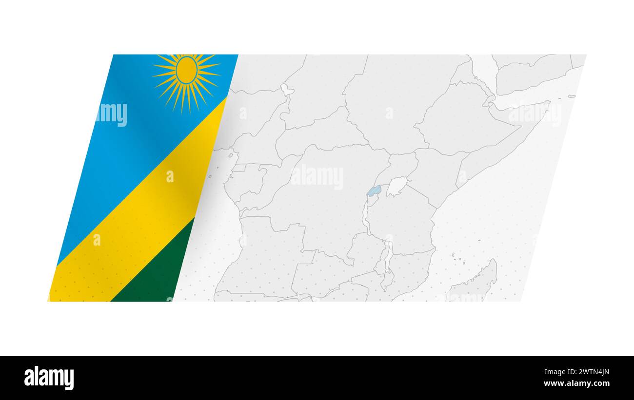 Rwanda map in modern style with flag of Rwanda on left side. Vector illustration of a map Stock ...