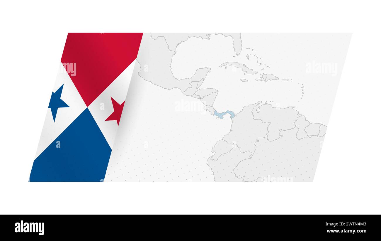 Panama map in modern style with flag of Panama on left side. Vector ...