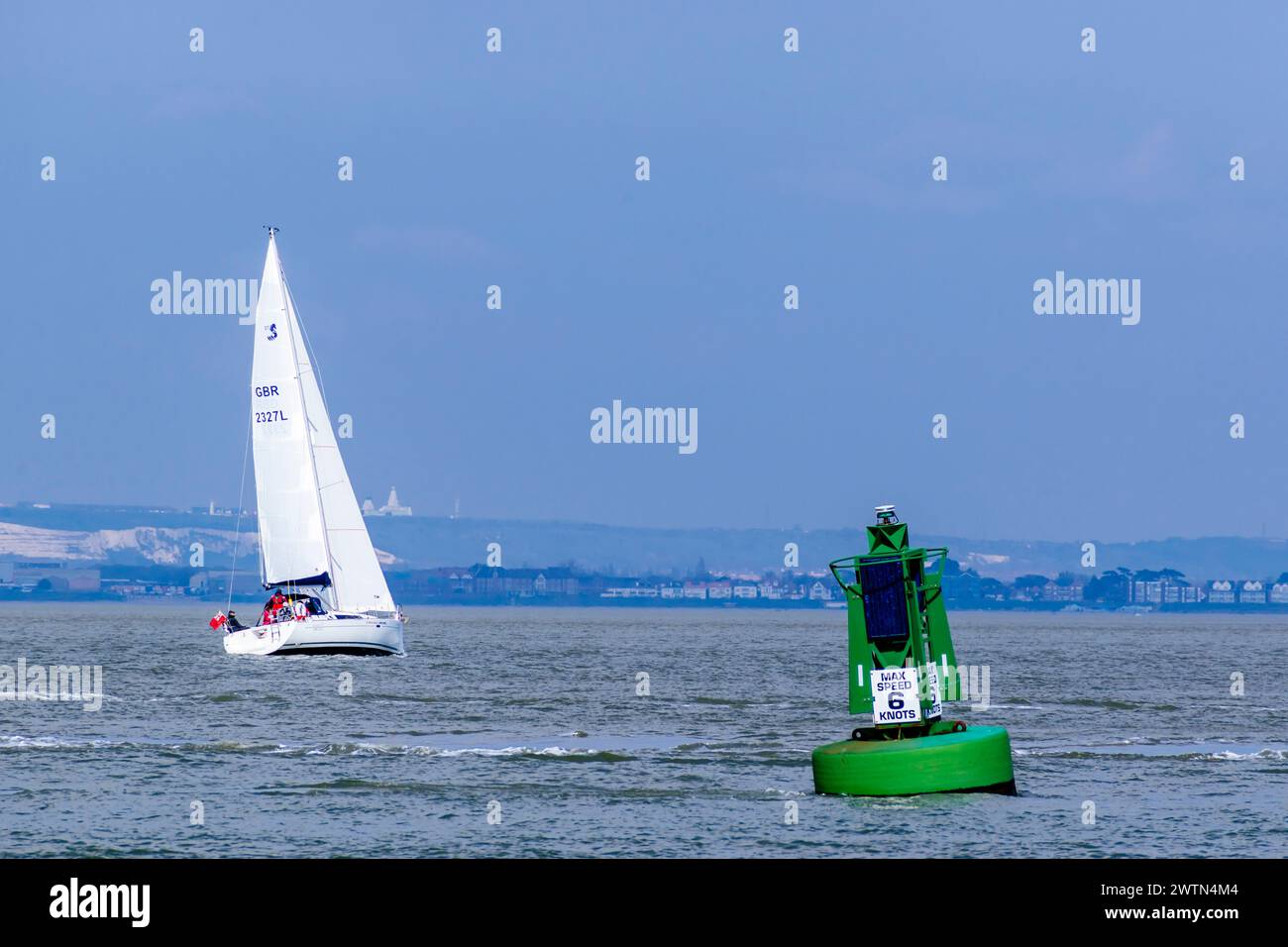 Yacht sailing in the Solent. Cowes, Isle of Wight, England, United ...