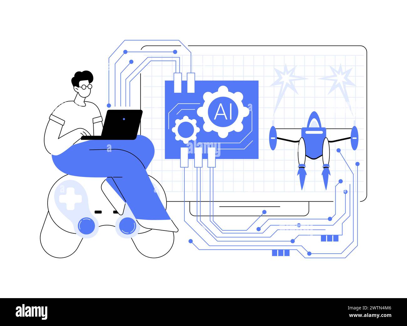 AI-Enhanced Gaming abstract concept vector illustration Stock Vector ...