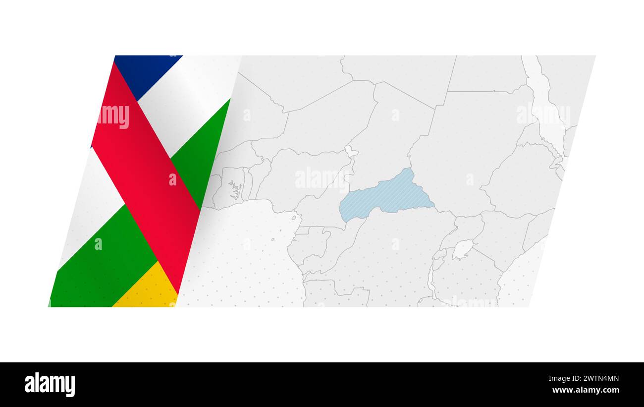 Central African Republic map in modern style with flag of Central ...