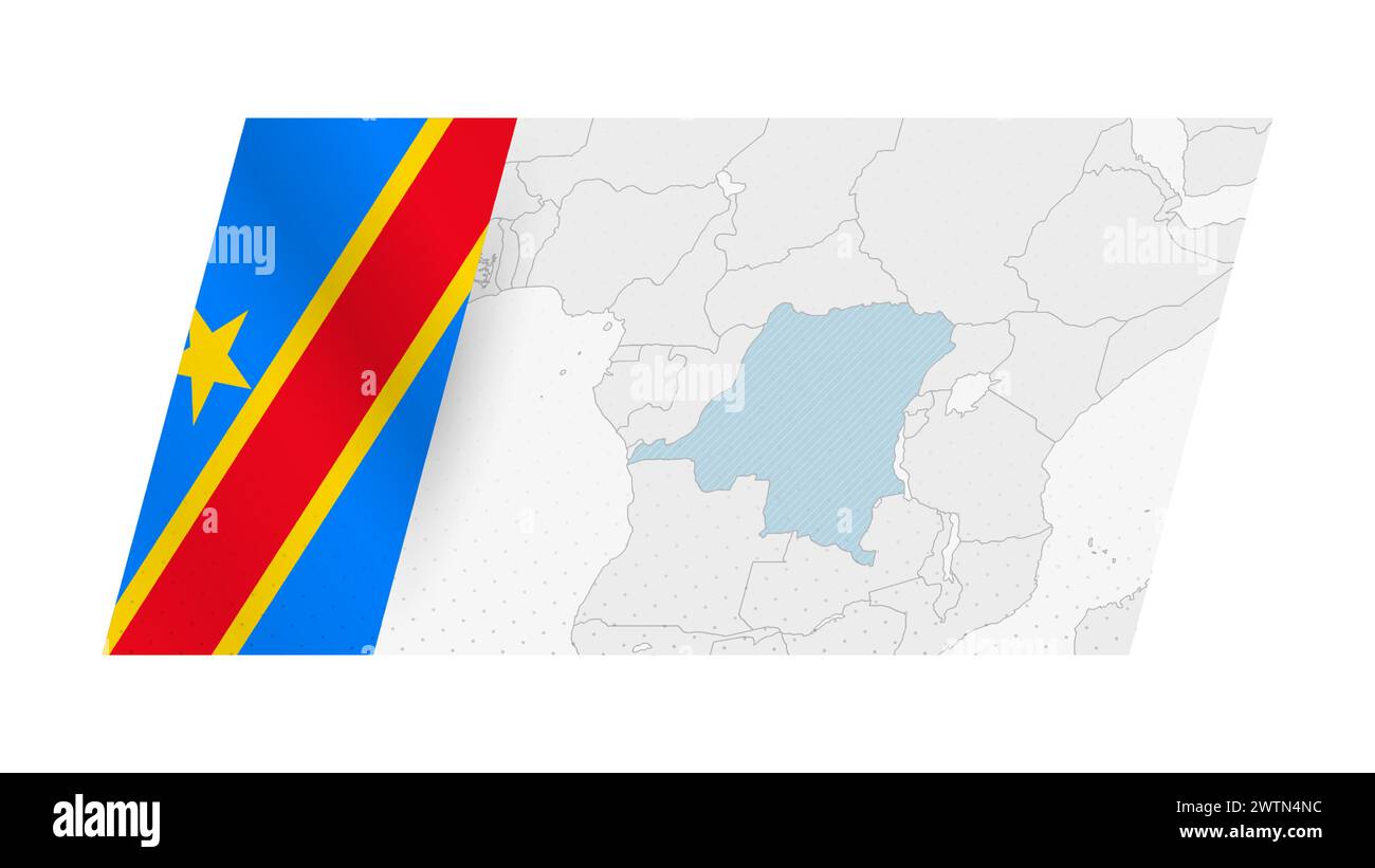 DR Congo map in modern style with flag of DR Congo on left side. Vector ...