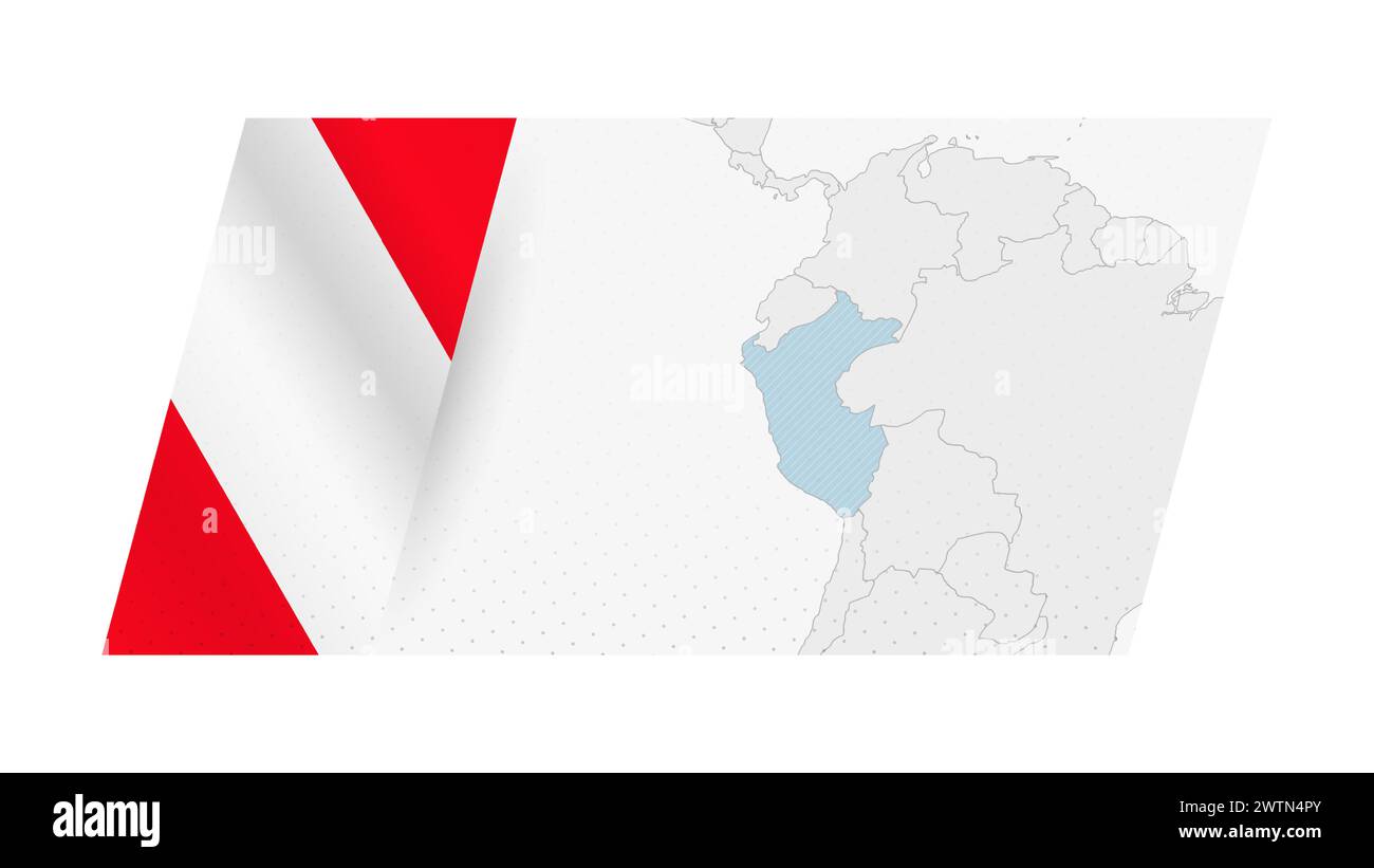 Peru map in modern style with flag of Peru on left side. Vector ...