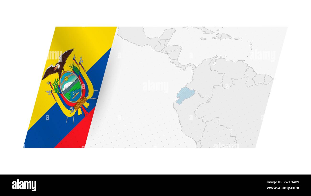 Ecuador map in modern style with flag of Ecuador on left side. Vector ...
