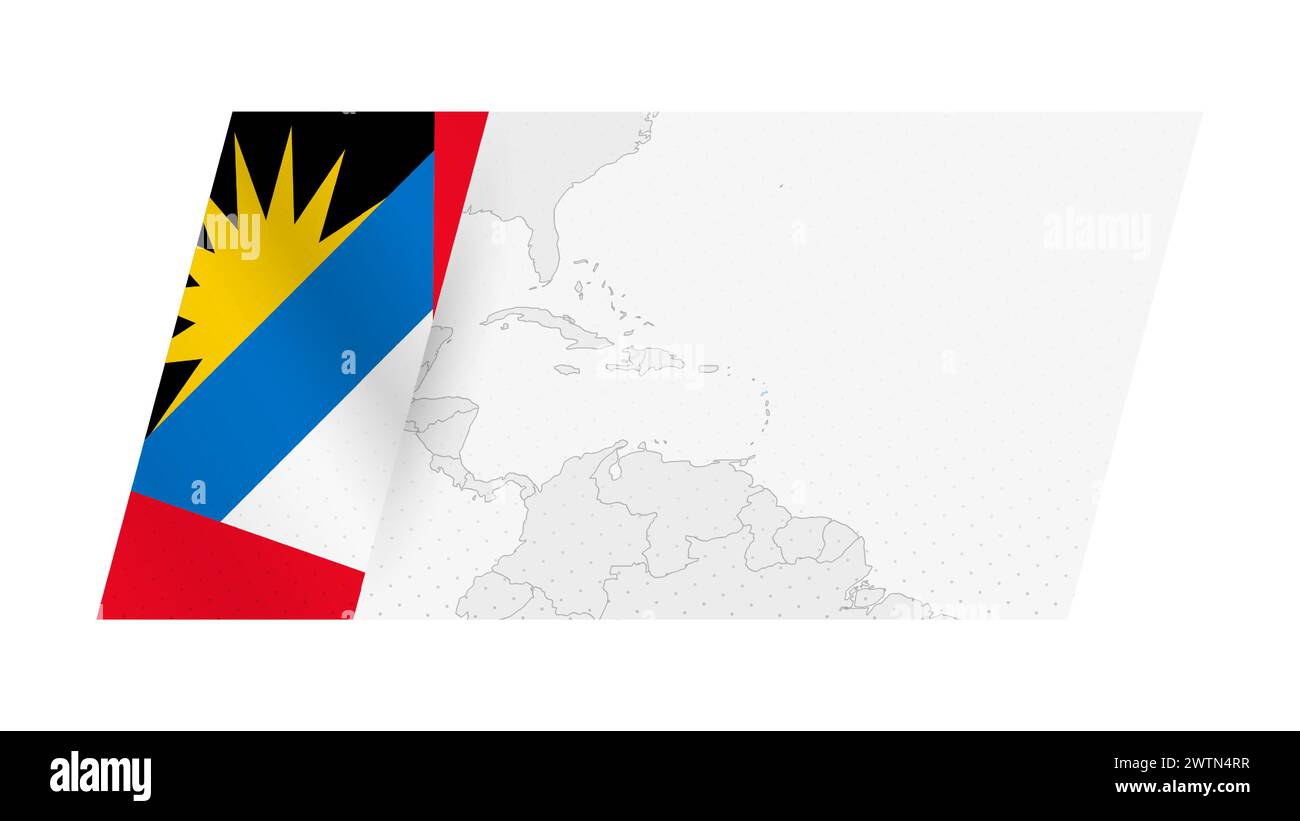 Antigua and Barbuda map in modern style with flag of Antigua and ...