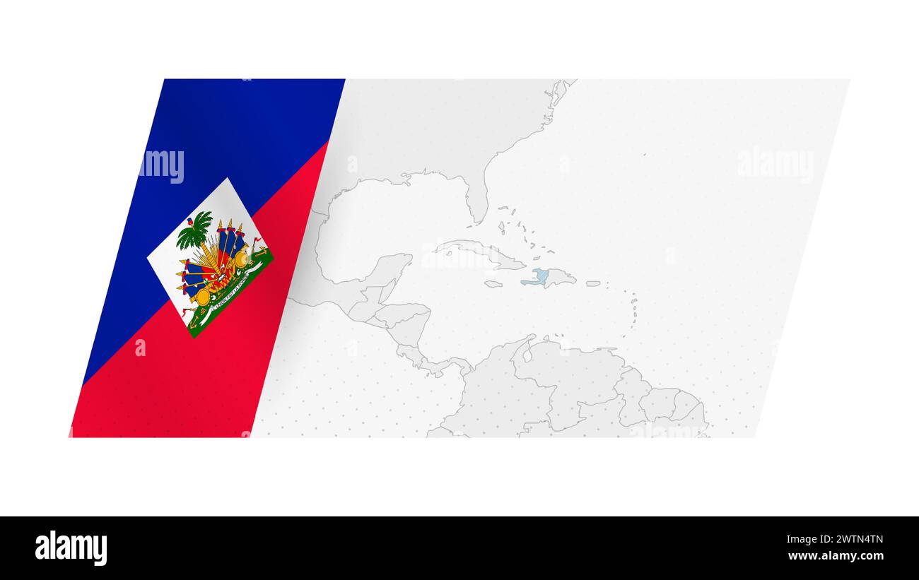 Haiti map in modern style with flag of Haiti on left side. Vector ...