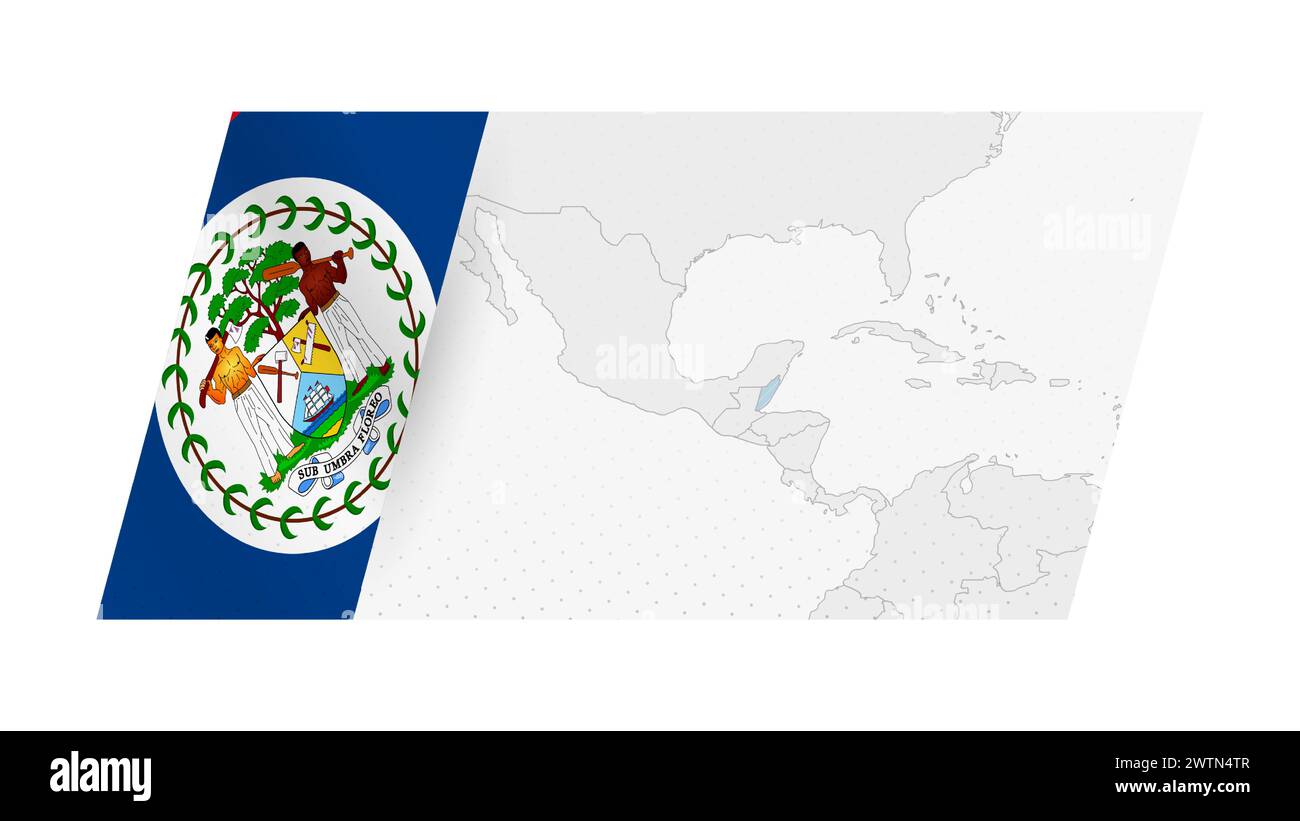 Belize map in modern style with flag of Belize on left side. Vector ...