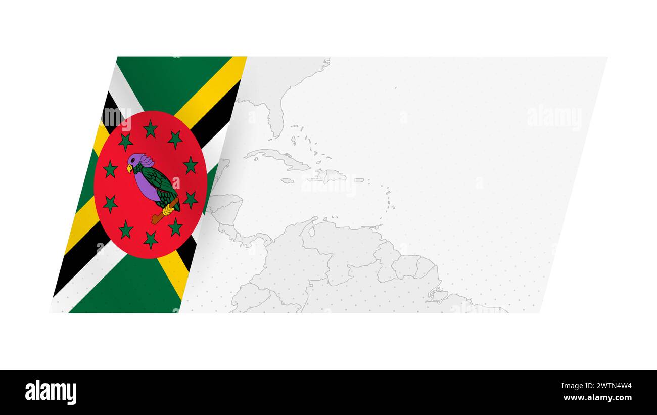 Dominica map in modern style with flag of Dominica on left side. Vector ...