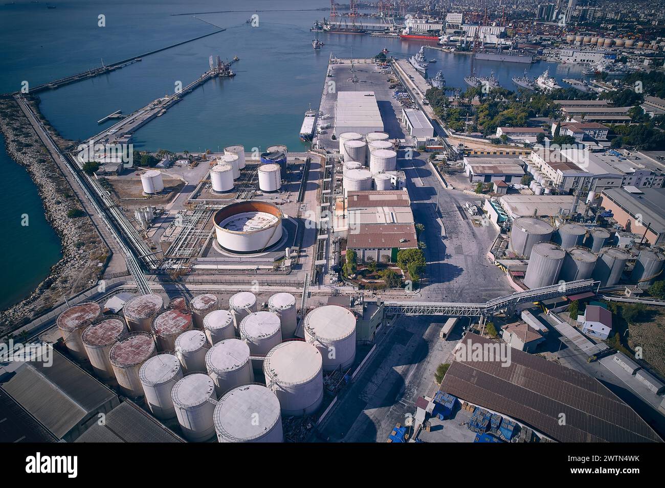 Oil storage tanks at sea port Stock Photo - Alamy