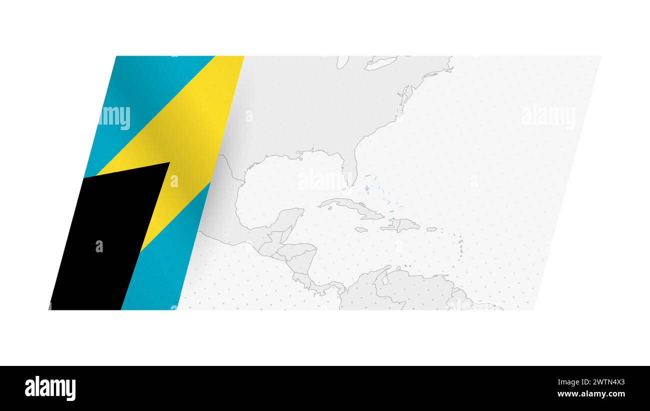 The Bahamas map in modern style with flag of The Bahamas on left side ...