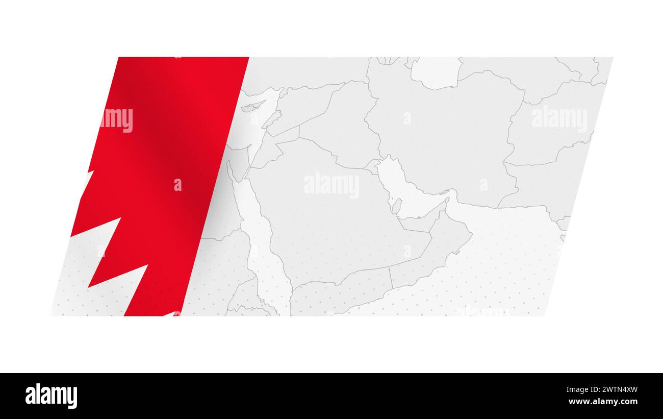 Bahrain map in modern style with flag of Bahrain on left side. Vector ...