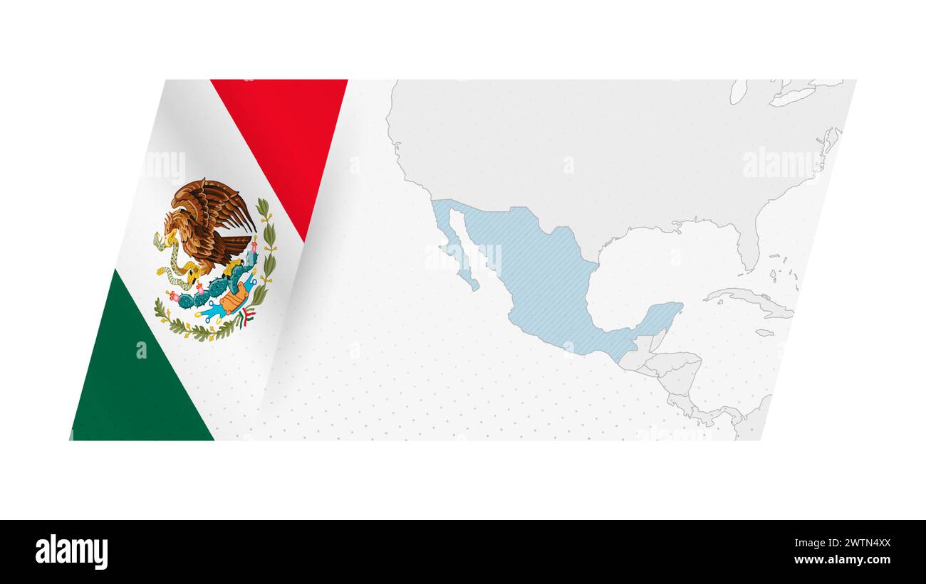 Mexico map in modern style with flag of Mexico on left side. Vector ...