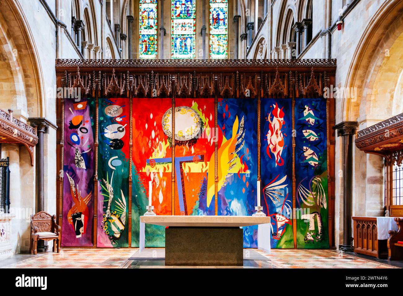 High Altar and John Piper Tapestry. Chichester Cathedral, formally ...